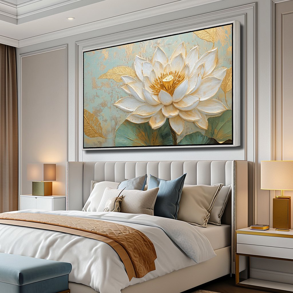 Quadro Flor de Lótus Dourada